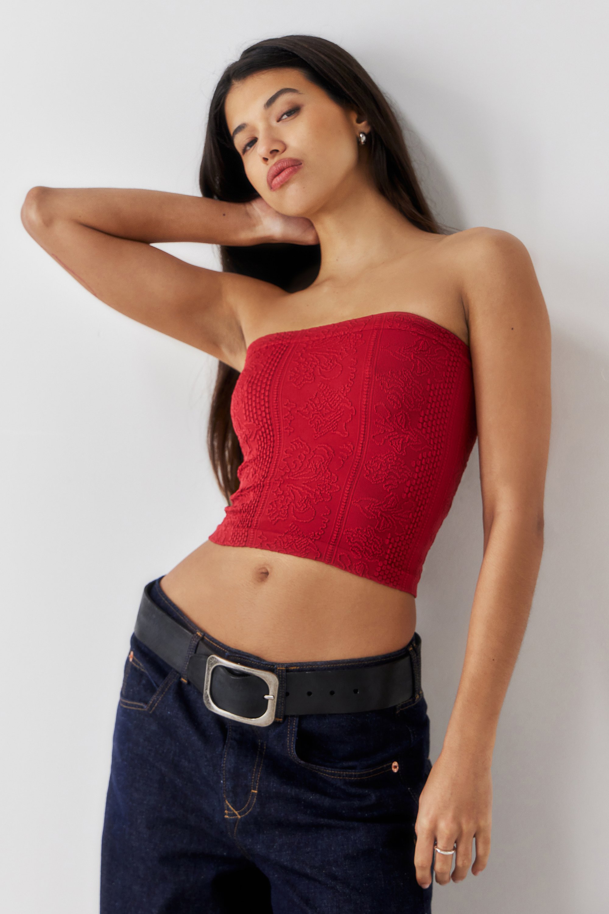 Red Strapless Top