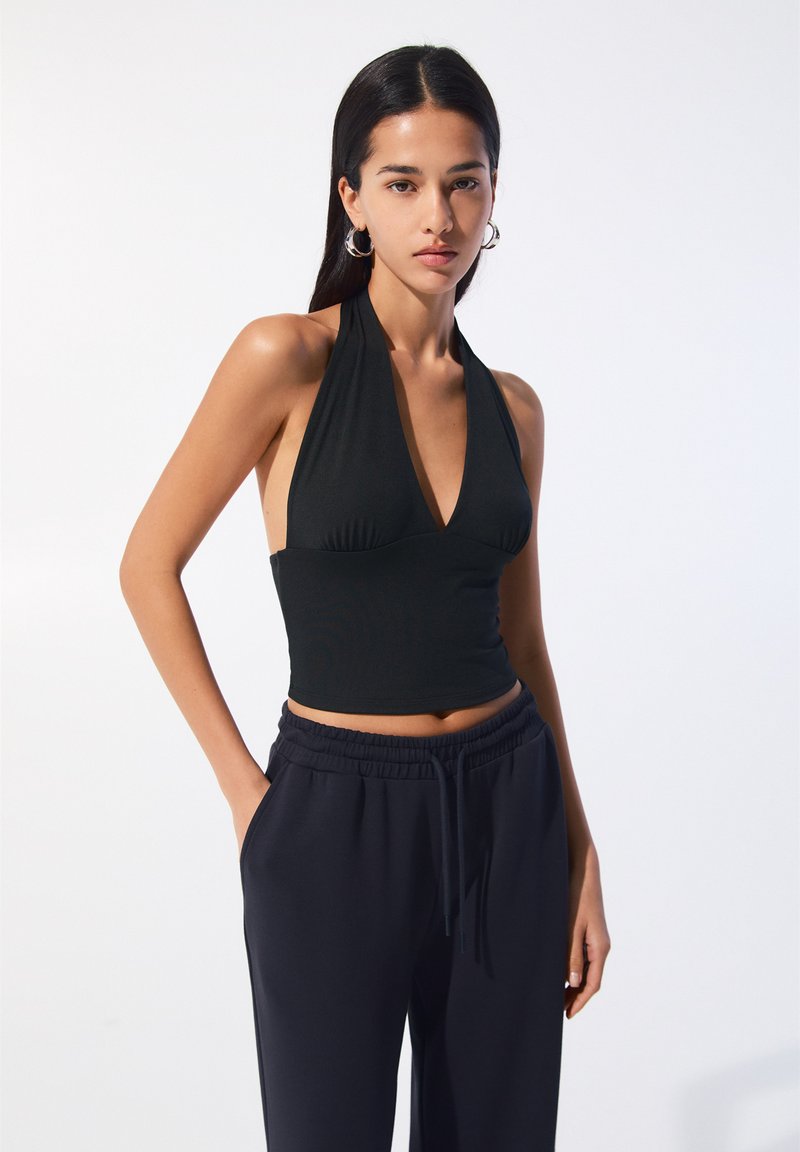 PULL&BEAR OPEN BACK HALTER - Débardeur - black/noir - ZALANDO.FR