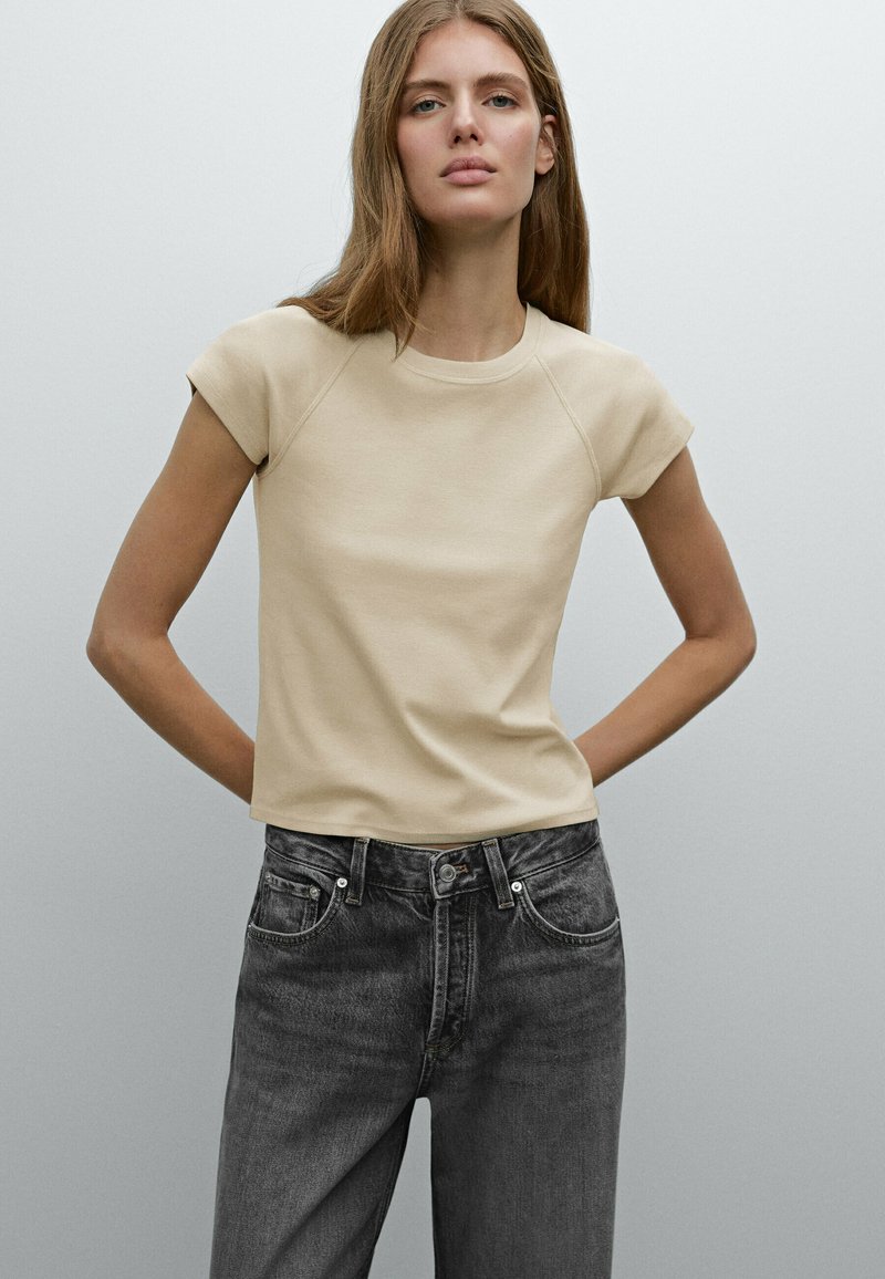 Massimo Dutti RAGLAN SLEEVE - T-shirt basic - beige - Zalando.nl