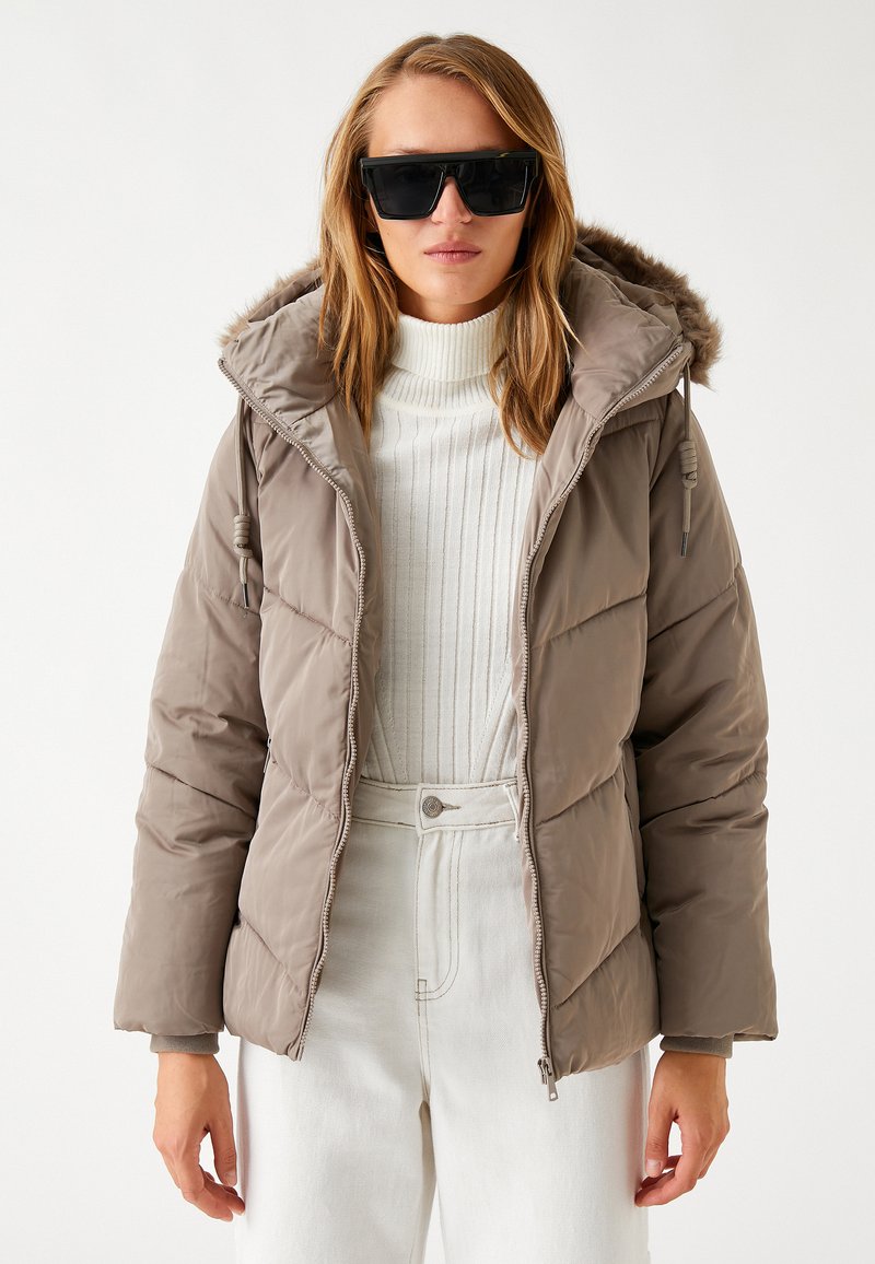 Koton HOODED PUFFER ANORAK - Winter jacket - brown - Zalando