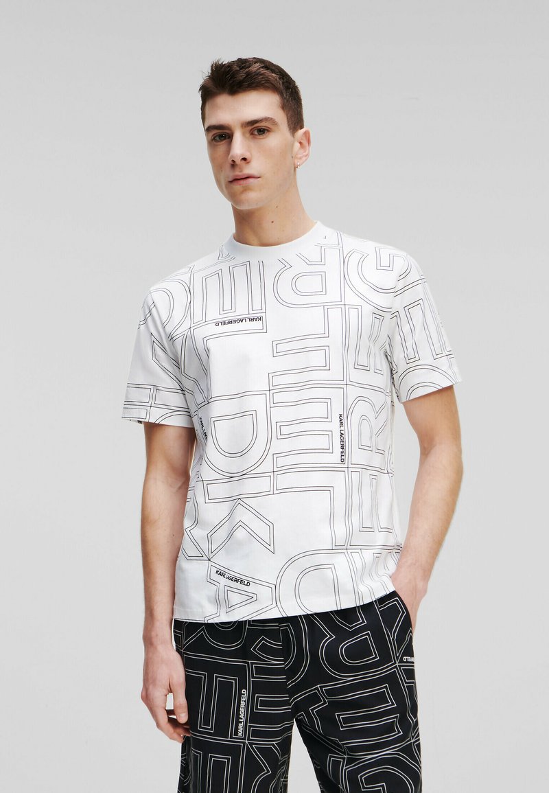 KARL LAGERFELD SQUARE ALLOVER PRINT - Nyomott mintás póló - white black ...