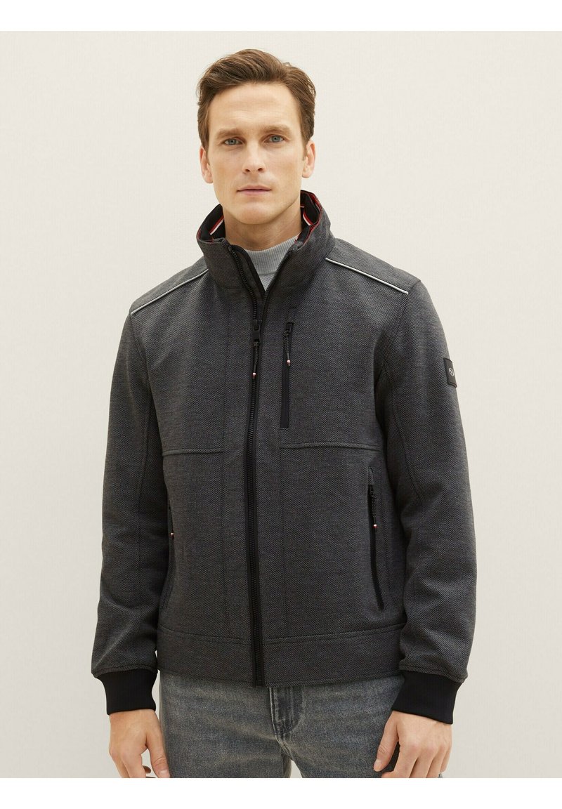 TOM TAILOR MIT VERDECKTER KAPUZE - Übergangsjacke - anthracite knitted structure/anthrazit ...