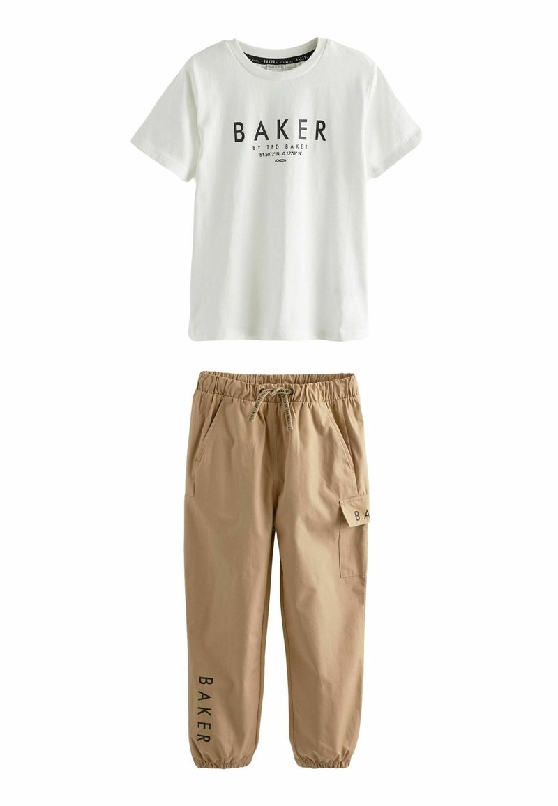Baker by Ted Baker SET REGULAR FIT - Pantalon cargo - stone/blanc - ZALANDO.FR