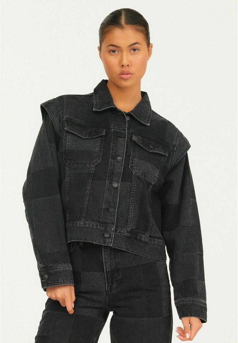 Ivy Copenhagen BRIA PATCHWORK WASH - Denim jacket - black - Zalando.ie