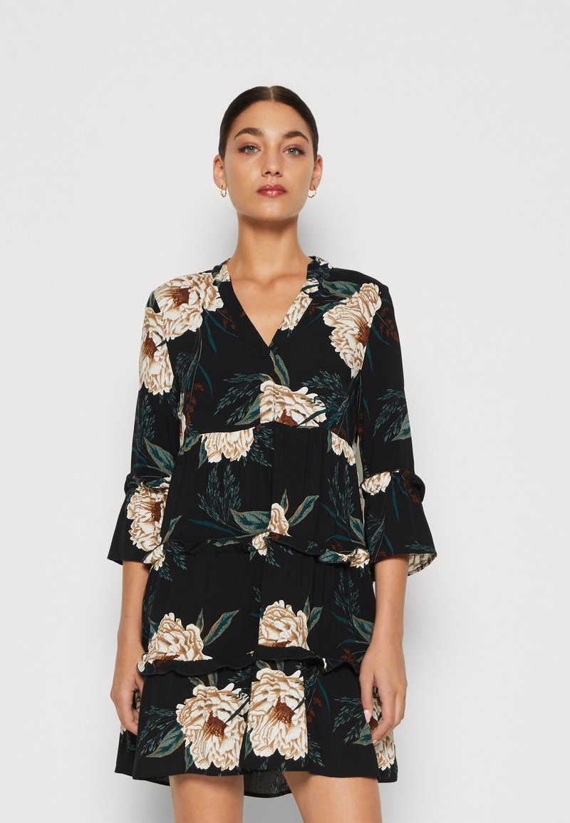 Vero Moda VMEASY SHORT DRESS - Day dress - black/camille/black - Zalando.de