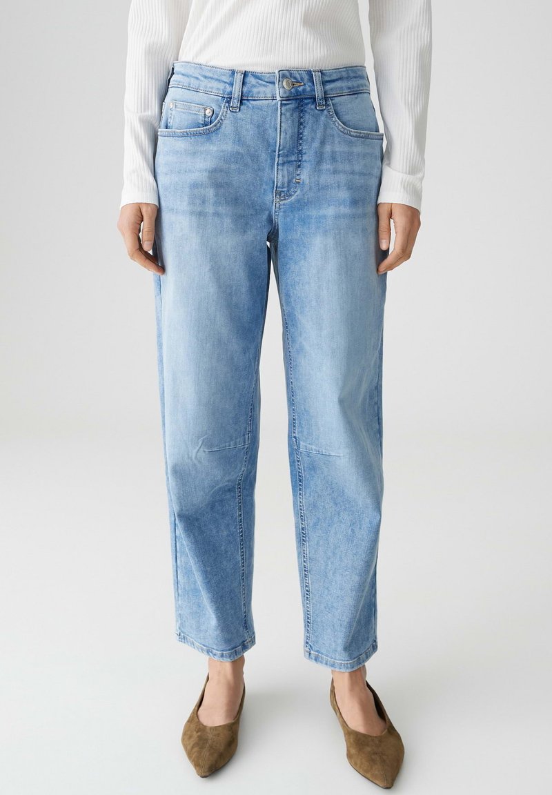 OPUS PANTS RISE BARREL FIT - Wide Leg - light powder blue/blue denim ...