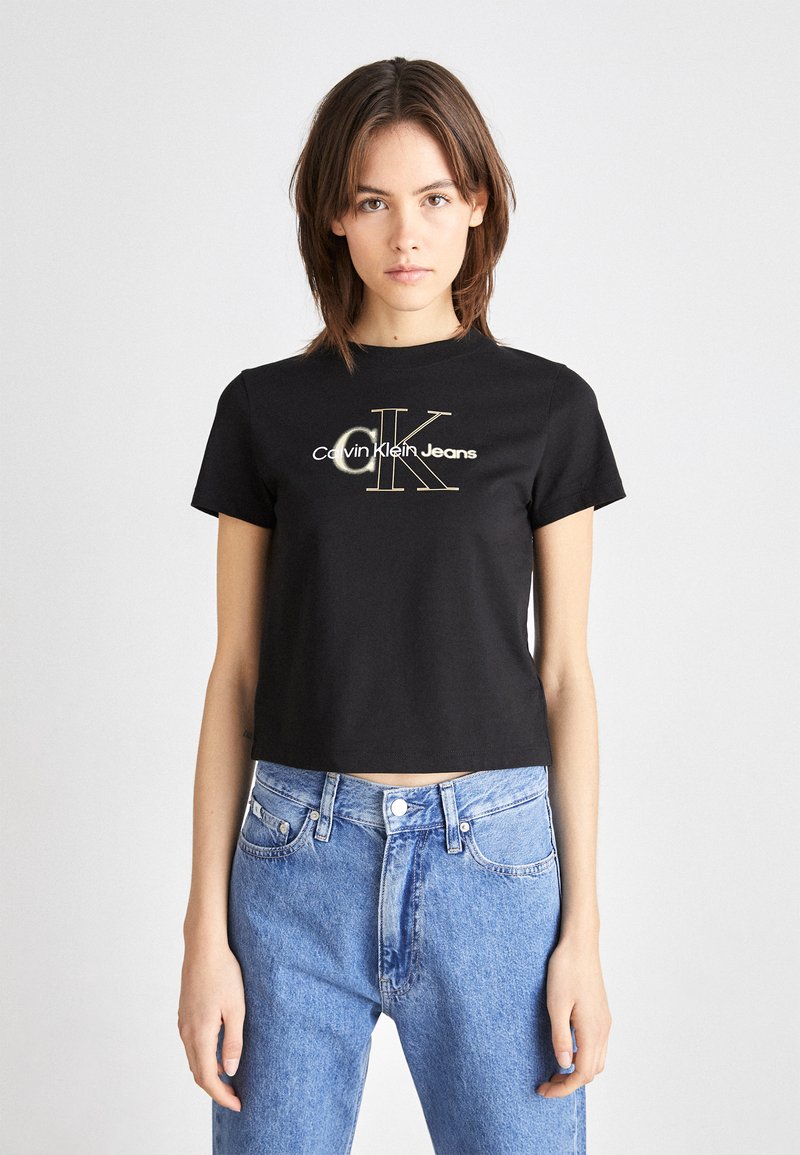 Calvin Klein Jeans BOLD MONOLOGO BABY TEE - T-Shirt print - black/schwarz - Zalando.ch