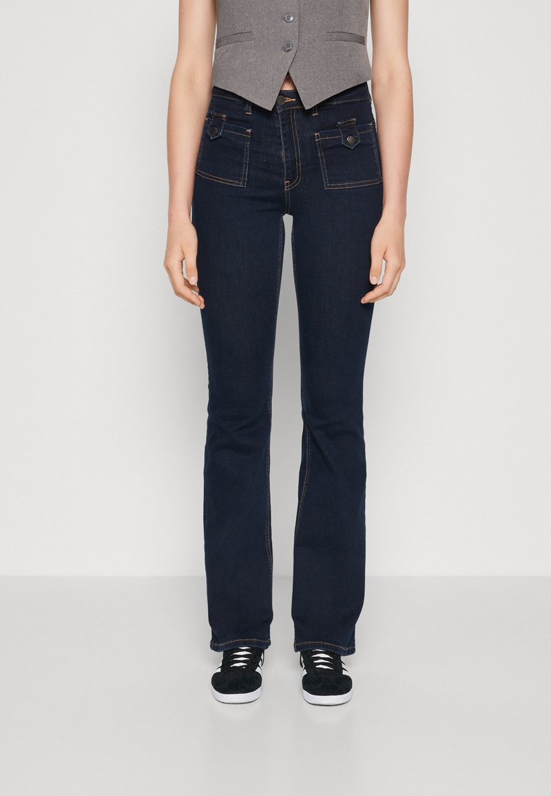 Only Onlpaola Pocket Flared Jeans Dark Blue Denim Dark Blue Denim