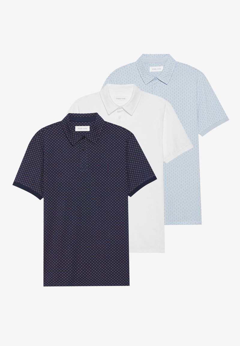 Pier One 3 PACK - Poloshirts - light blue/dark blue/white/lyseblå ...