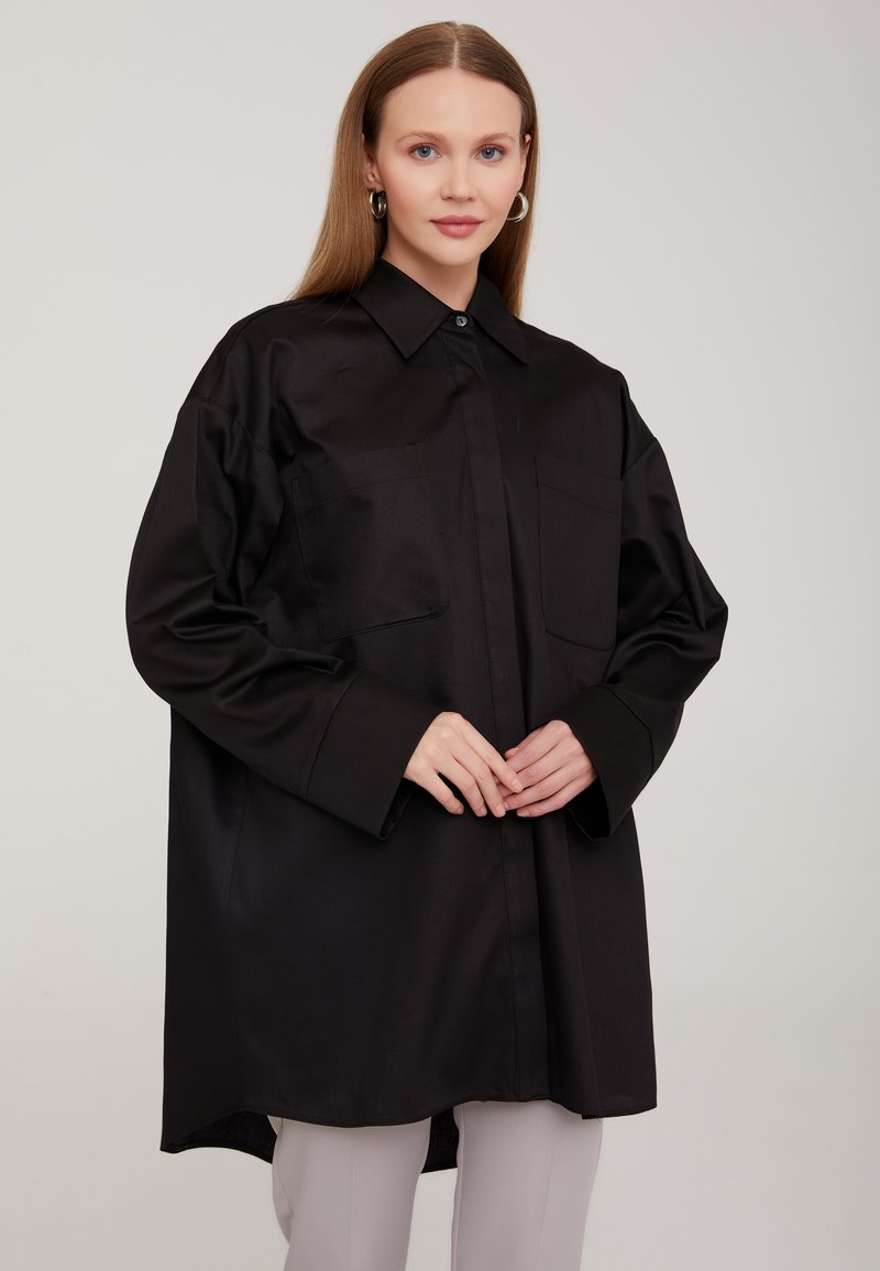 Armine MODEST BELTED MAXI DAY DRESS - Button-down blouse - black - Zalando