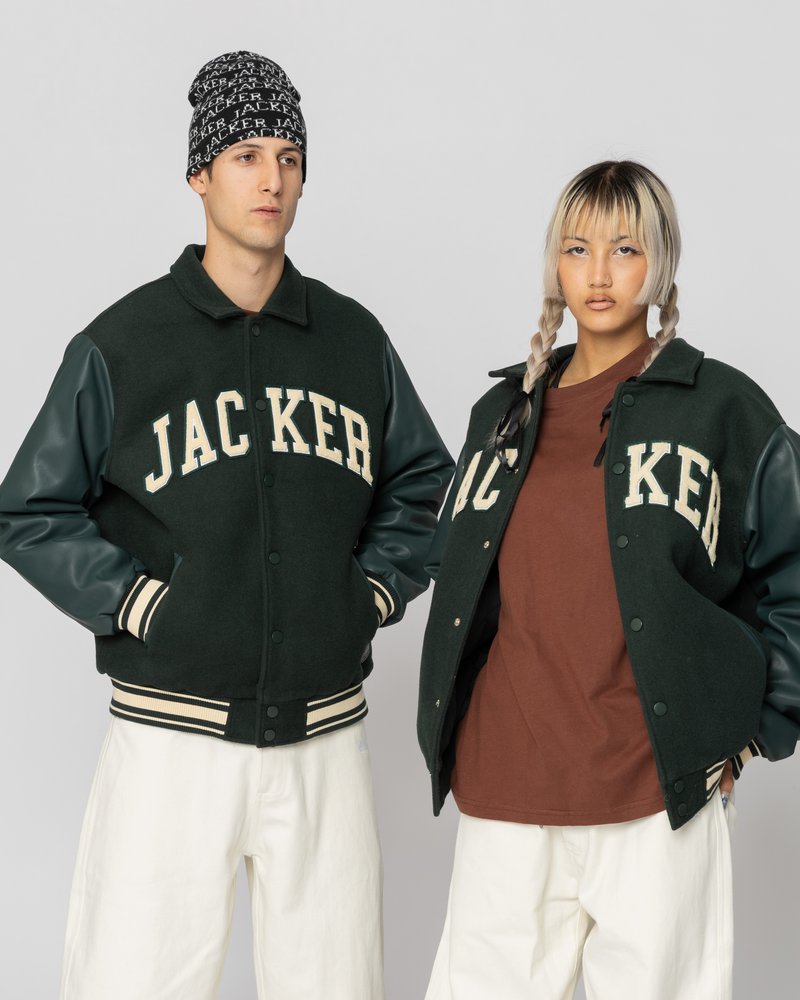 Jacker STINGY VARSITY JACKET UNISEX - Giubbotto Bomber - green/verde ...