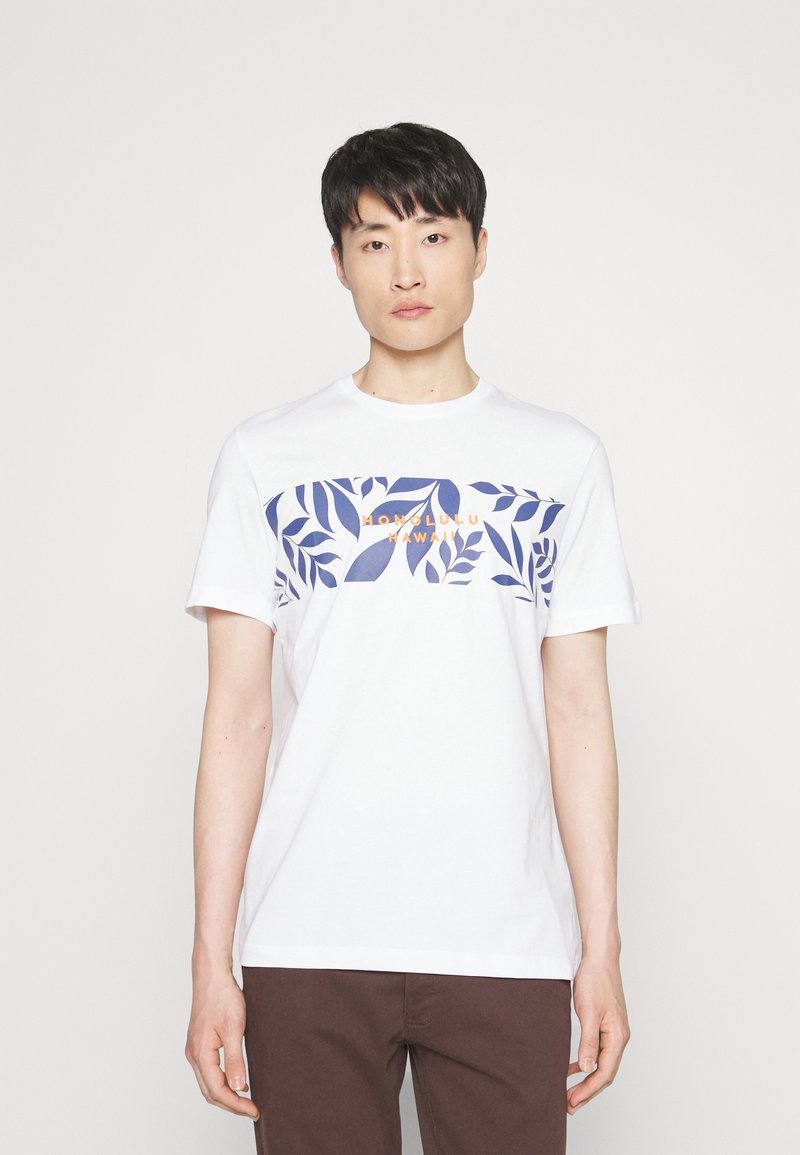 Pier One LEAF CHEST PRINT TEE - T-shirt imprimé - white/blanc - ZALANDO.FR