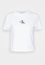 Calvin Klein Jeans CLASSIC CROP TEE - T-shirt imprimé - bright white/blanc - ZALANDO.FR