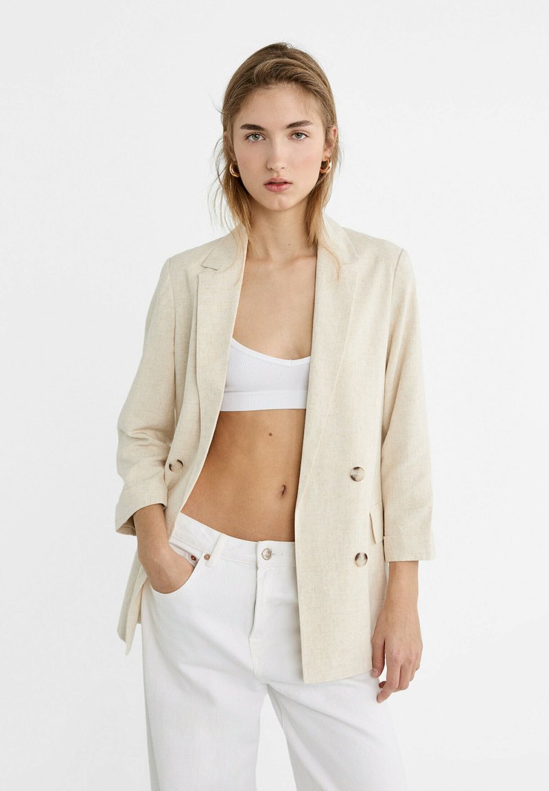 Stradivarius OPEN WITH BUTTONS - Blazer - stone/stein - Zalando.de