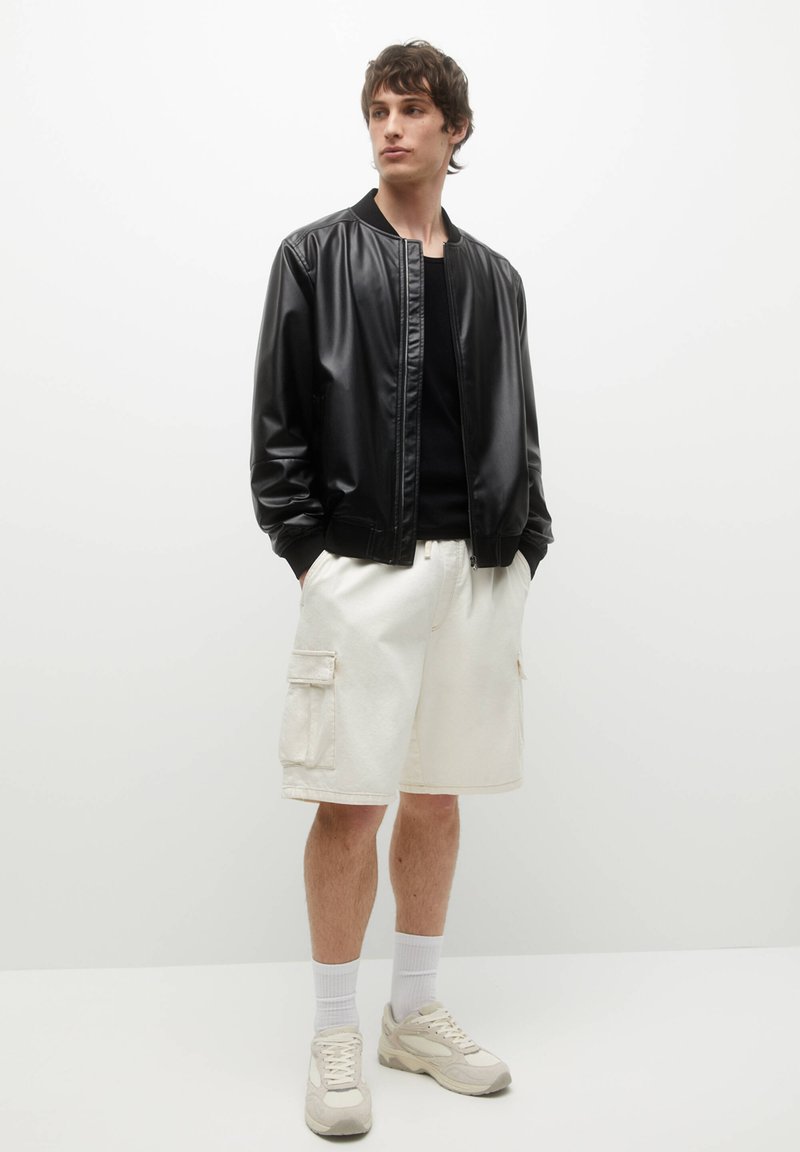 Black Basic Faux Leather Bomber Jacket PULL&BEAR, 46% OFF
