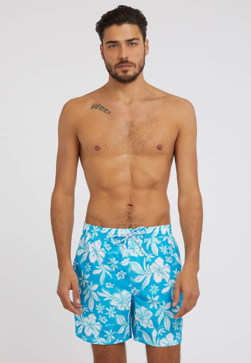 Guess Mit Blumenprint Badeshorts Mehrfarbig Grundton Blau Blå