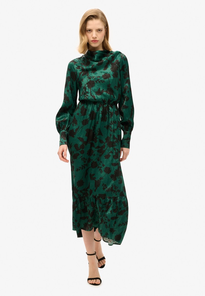 Superdry COWL NECK - Robe de jour - sketch floral silhouette teal/vert ...