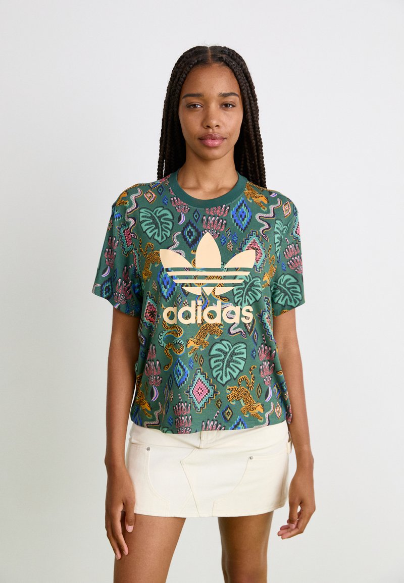 adidas Originals X FARM RIO TEE - Print T-shirt - mineral green/green ...