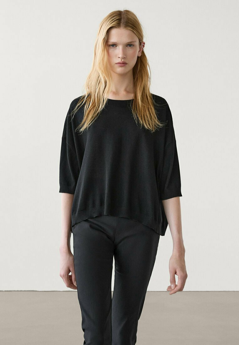 Massimo Dutti T-Shirt basic - black/schwarz - Zalando.de