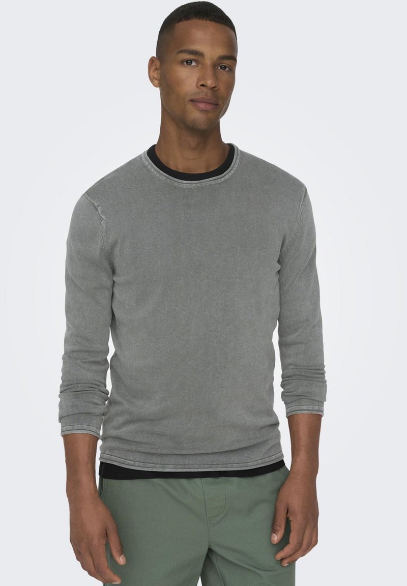 Only & Sons ONSGARSON LIFE WASH CREW - Jersey de punto - castor gray ...