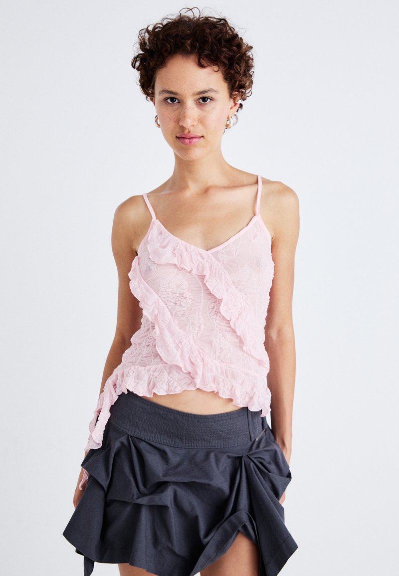 Gina Tricot FRILL SINGLET - Linne - chalk pink/ljusrosa - Zalando.se