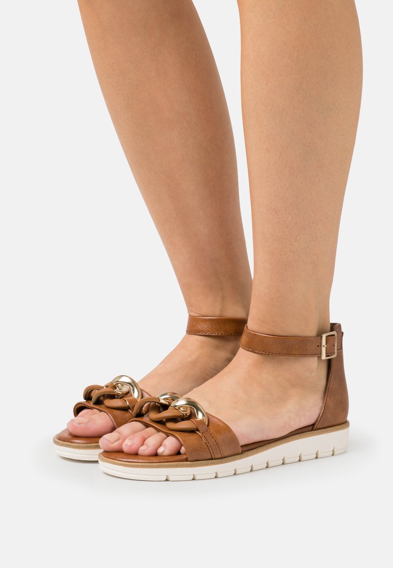 Marco Tozzi Sandals - cognac/gold-coloured/cognac - Zalando.ie