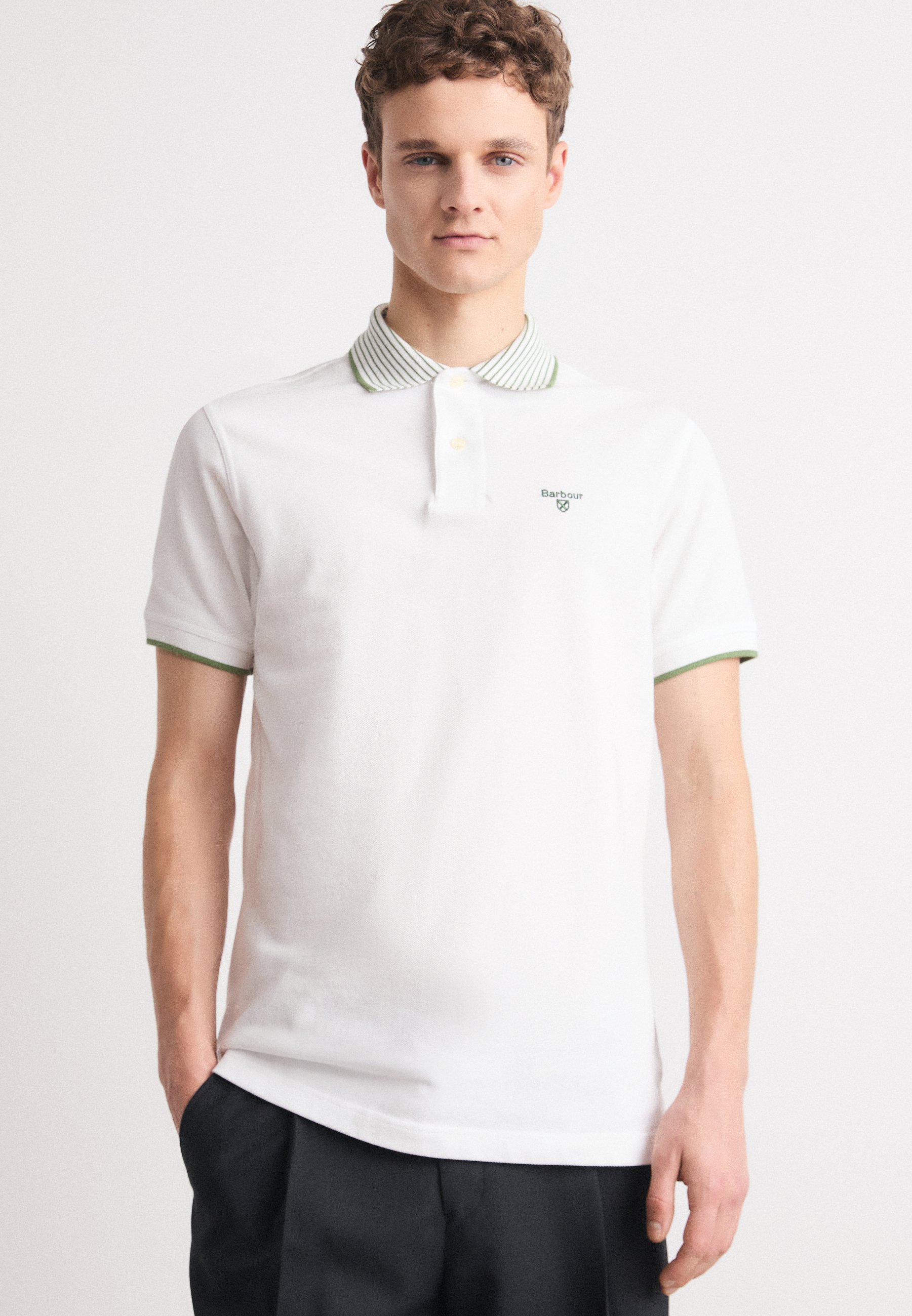 Barbour white polo shirt store