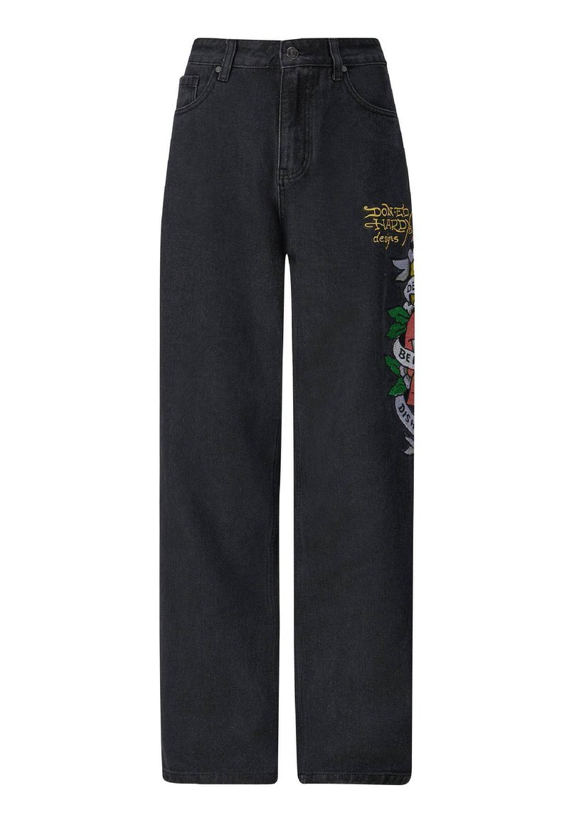 Ed Hardy DEATH BEFORE DISHONOR BOYFRIEND - Relaxed fit jeans - black ...