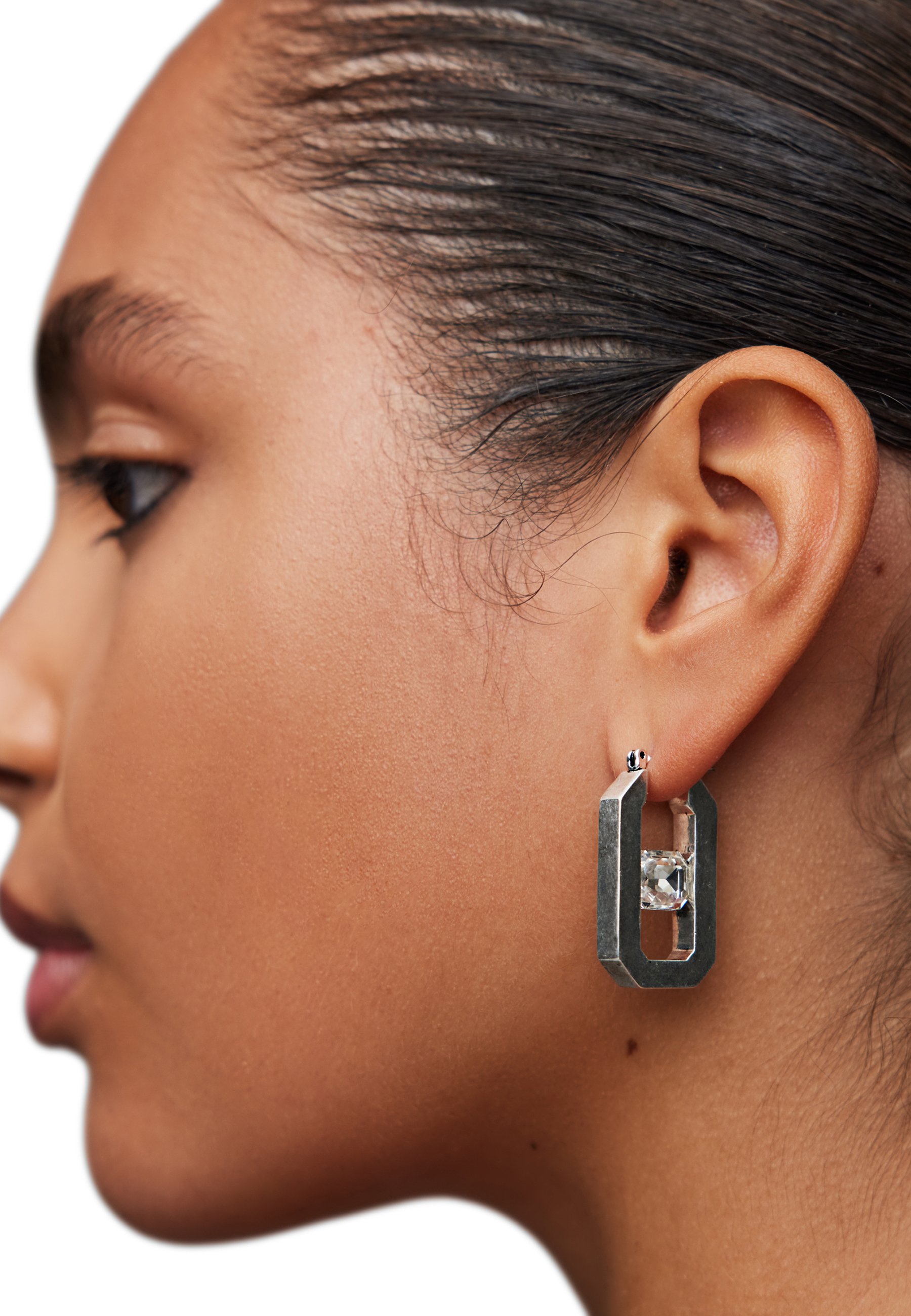 Hexagon hoop earrings store