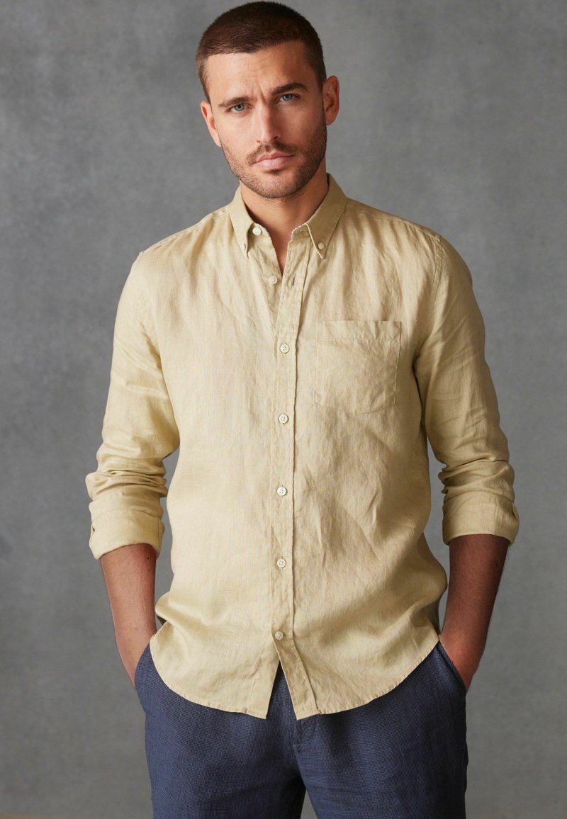 Next SIGNATURE 100% LINEN ROLL SLEEVE SHIRT - Chemise - stone/beige ...