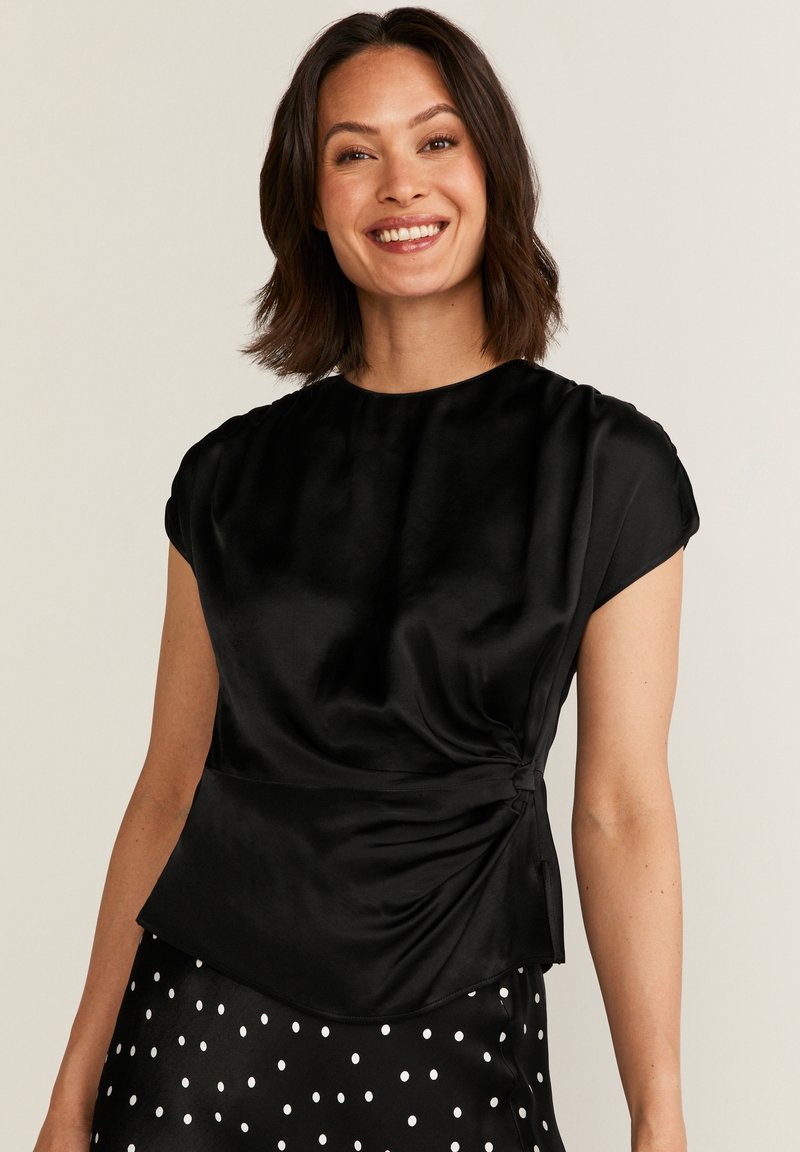 STOCKH LM EMILY SATIN SHORT SLEEVE - Blouse - black - Zalando