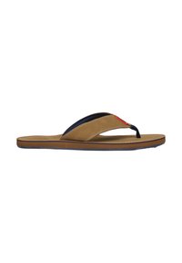 Superdry FLIP FLOPS - T-bar sandals - denim co tobacco brown/brown ...