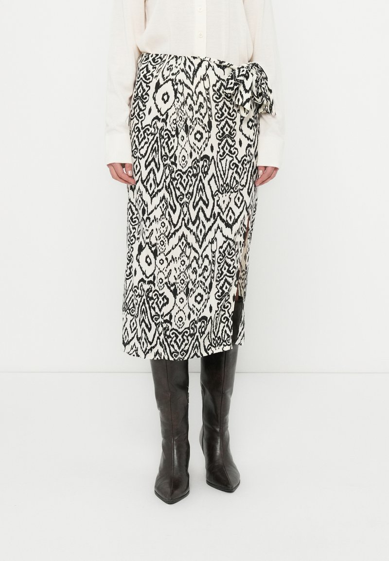 VILA VIBRIA EVA - Wrap skirt - birch/black/beige - Zalando