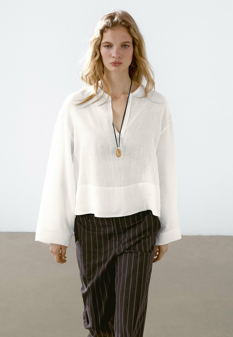 Massimo Dutti Blouse - white denim/wit denim/whitedenim - Zalando.nl