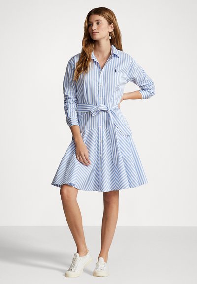 Polo Ralph Lauren LONG SLEEVE DAY DRESS - Blousejurk - white/light blue/wit - Zalando.be