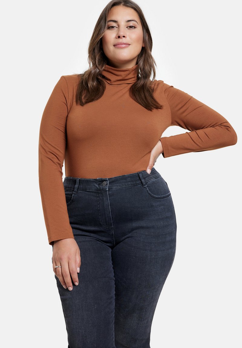 Samoon MIT ROLLKRAGEN - Langarmshirt - mocca brown/braun - Zalando.at