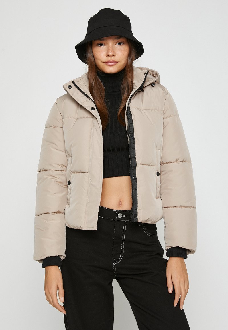 Koton PUFFER HIGH NECK ZIPPER - Winter jacket - beige - Zalando