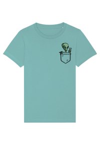 watapparel ALIEN POCKET - T-Shirt print - teal monstera/türkis - Zalando.de