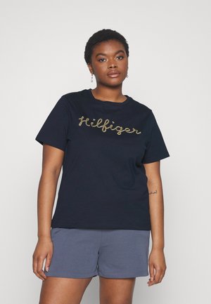 Calvin Klein Jeans Plus MONOLOGO V NECK TEE - T-shirt basique - bright white/blanc - ZALANDO.FR