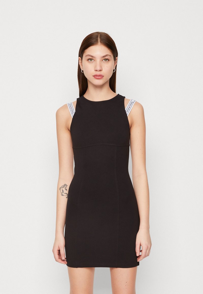 Tommy Jeans LOGO TAPING STRAP BODYCON - Robe en jersey - black/noir ...