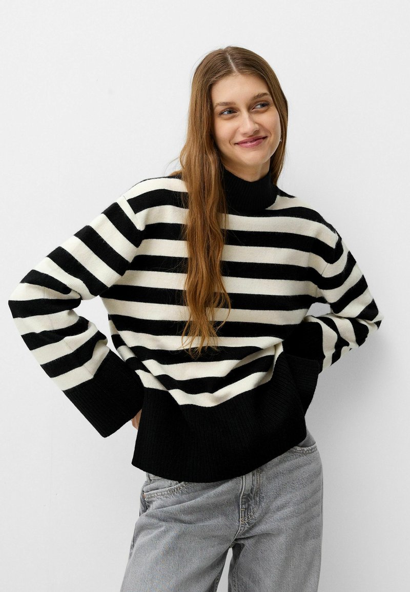 Bershka HIGH NECK - Jumper - black - Zalando.ie