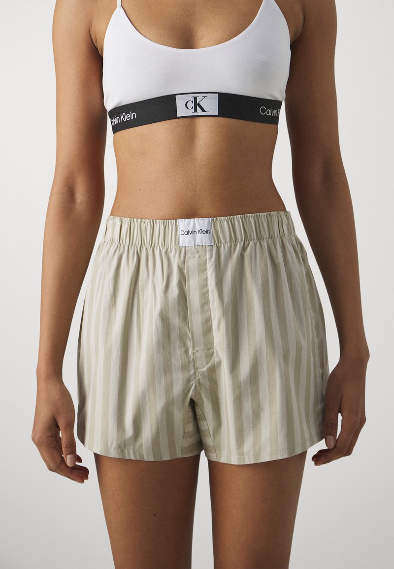 Calvin Klein Underwear Boxer Slim Pizsama Alsók Chambray Stripeeucalyptusbézs Zalandohu