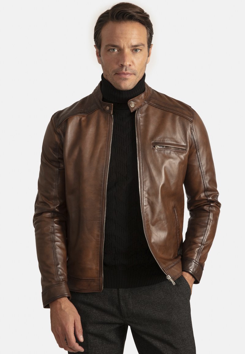 Williot VINTAGE - Leather jacket - brown - Zalando