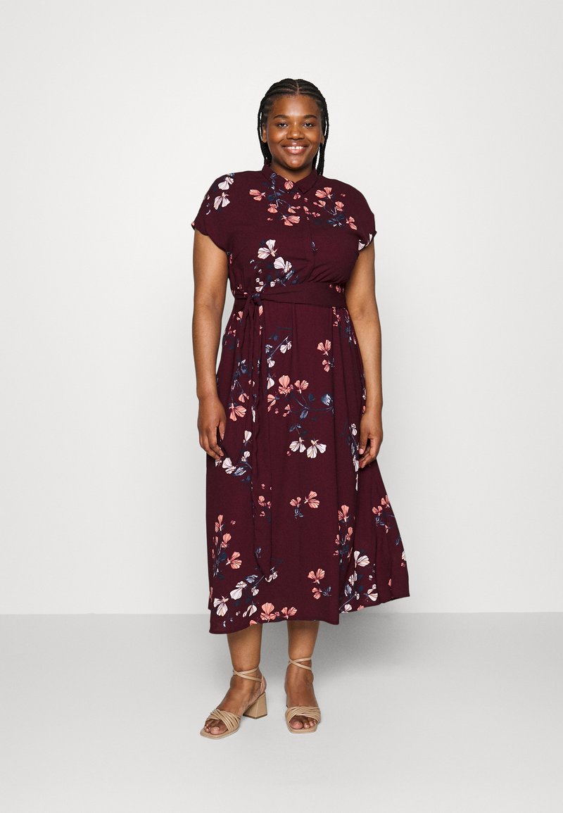 Vero Moda Curve LONG DRESS - Blusenkleid - winetasting/hallie/dunkelrot ...