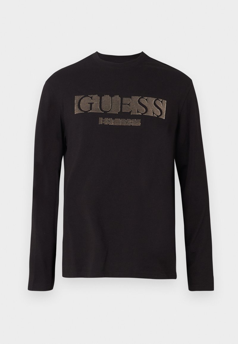 Guess LOGO FLOCK TEE - Camiseta de manga larga - jet black/negro ...