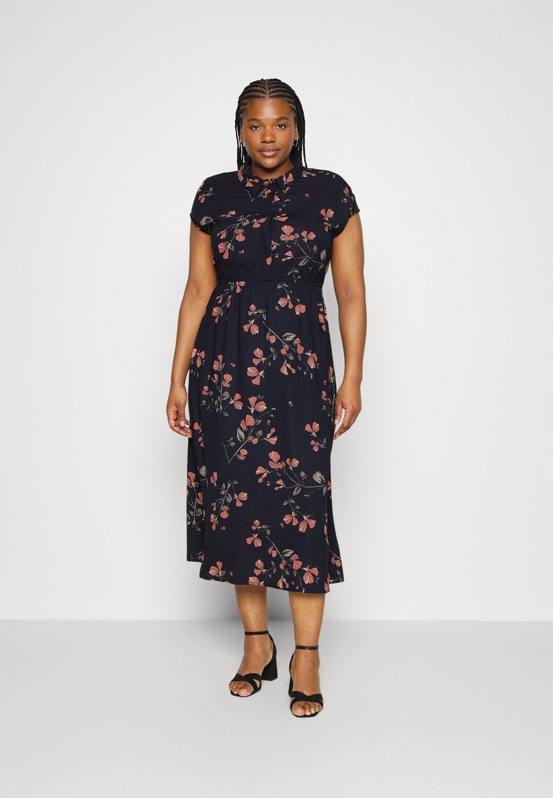 Vero Moda Curve VMNEWHALLIE TIE DRESS - Abito a camicia - night sky/blu ...