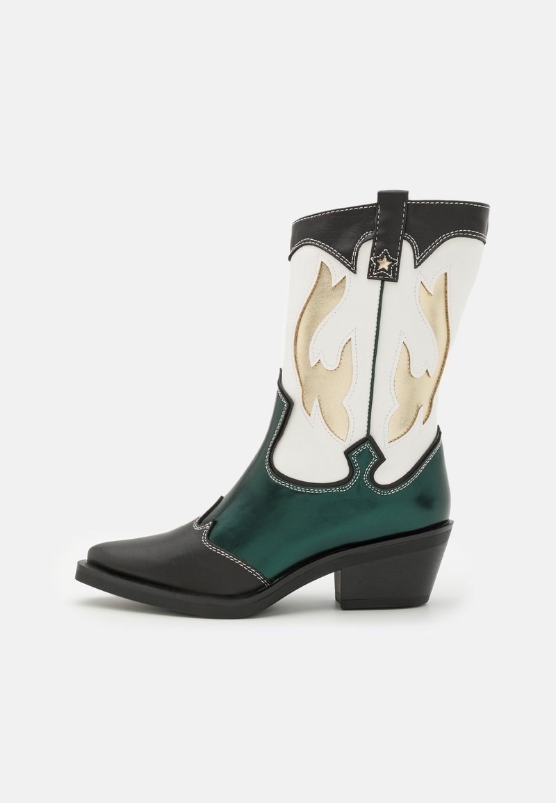 Even&Odd Kauboi-/mootorrattasaapad - metallic green/metalliroheline ...