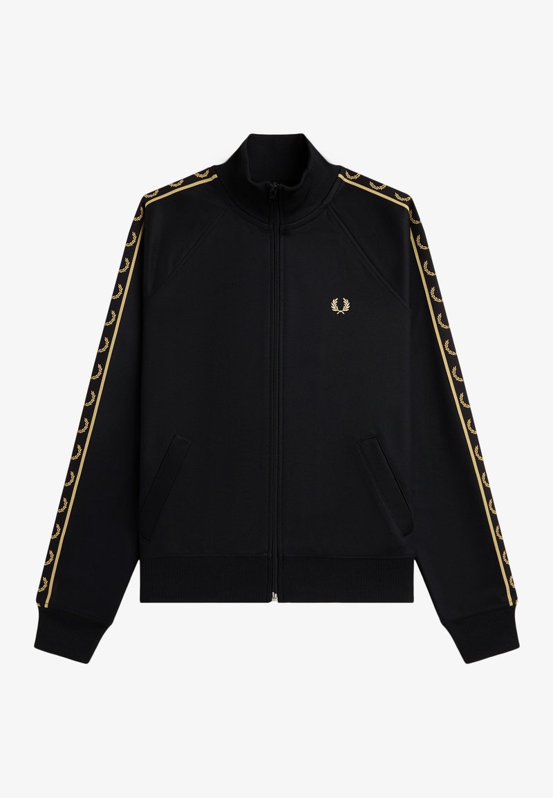 Fred Perry TAPED TRACK JACKET - Zip-up sweatshirt - black/champagne ...