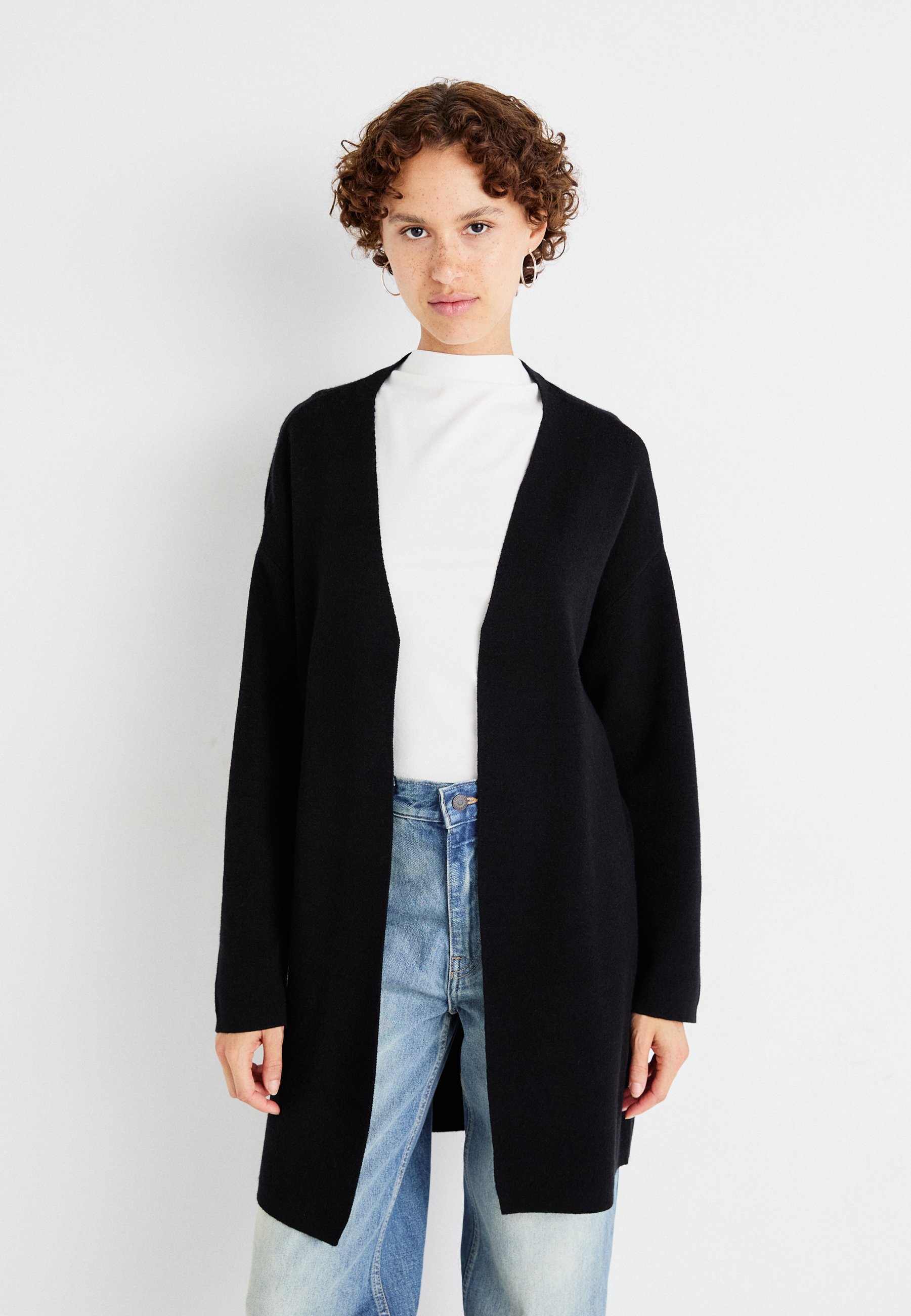 Black open cardigan store
