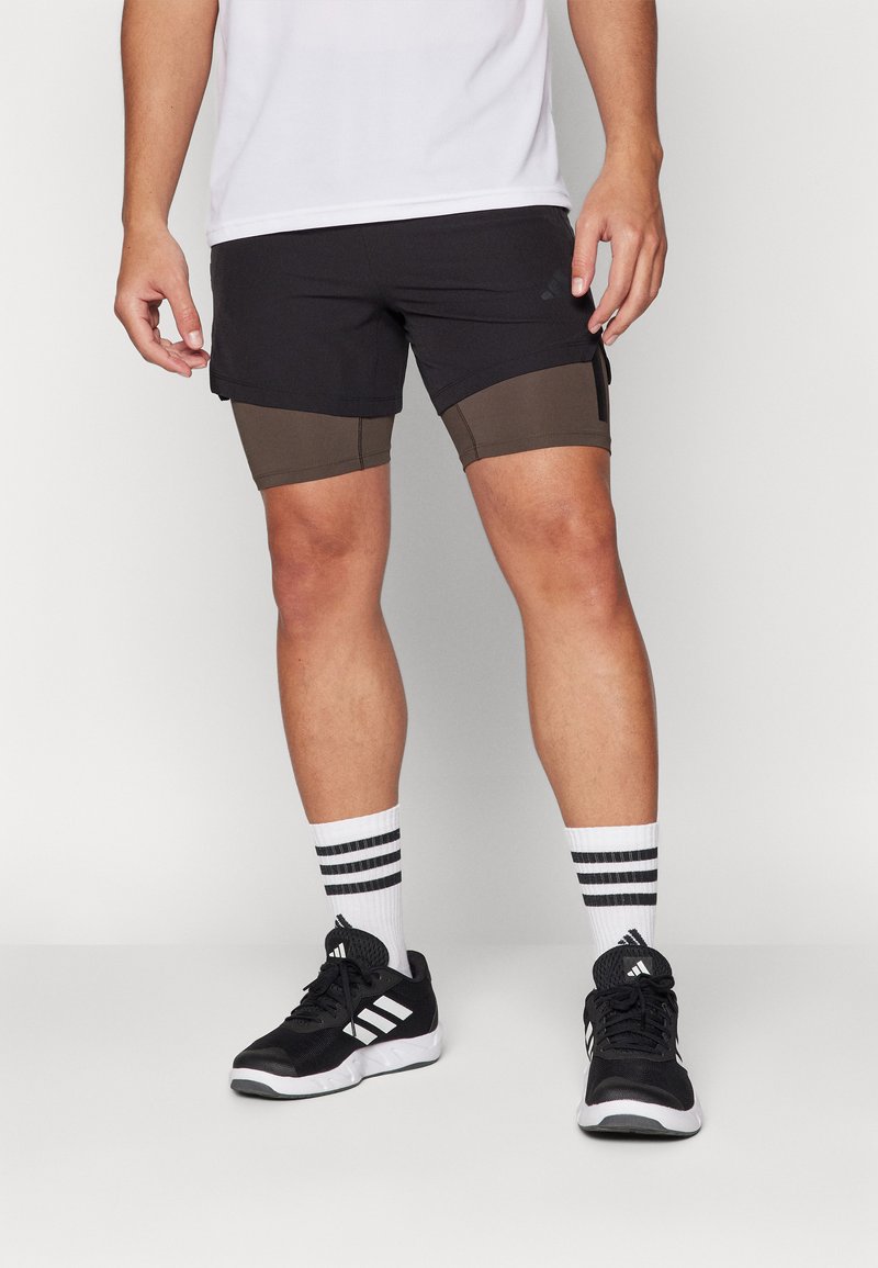 adidas Performance POWER WORKOUT TWO-IN-ONE - Sports shorts - black ...